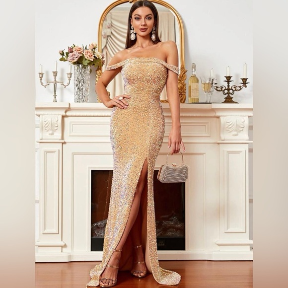 Dresses | Sequence Gold Formal Dress | Poshmark